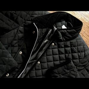 George | Jackets & Coats | George Solid Black Velvet Trim Coat | Poshmark